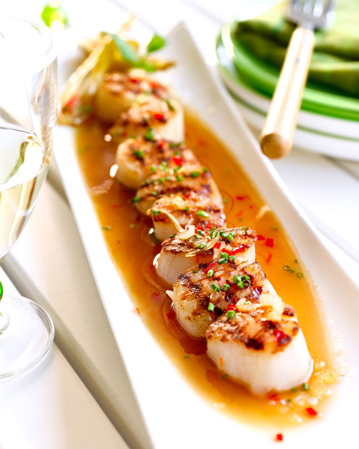 Brochette van Sint-Jacobsnoot met gember en chili | Solo